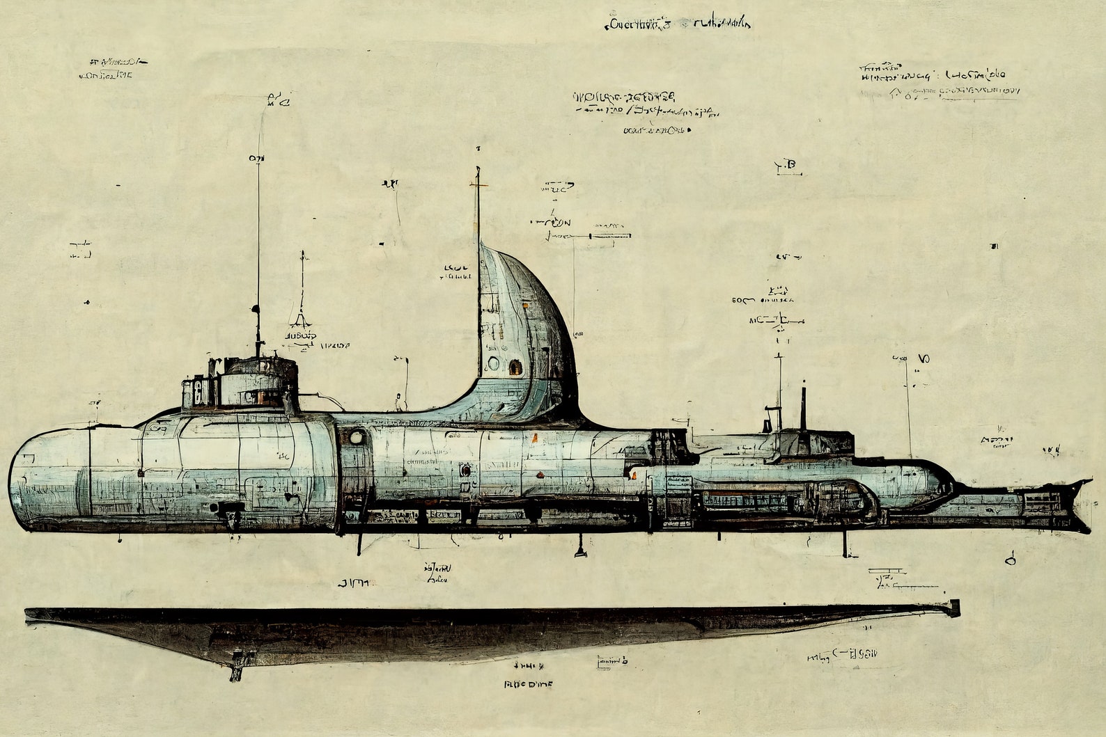Submarine Plans and Schematics AI Assisted Design Submarine - Etsy