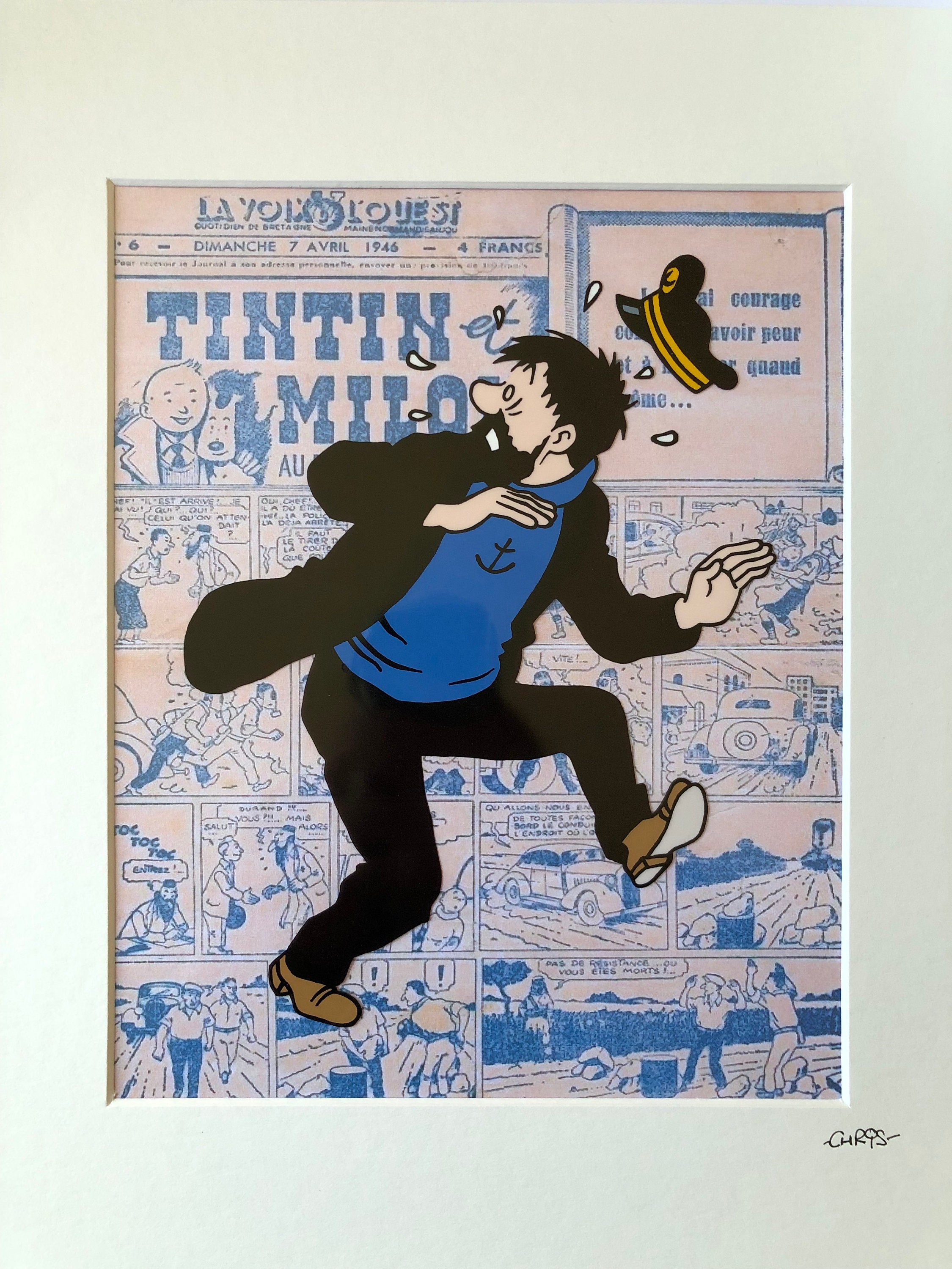 TinTin Capitán Haddock Cel dibujado a mano y pintado a | Etsy