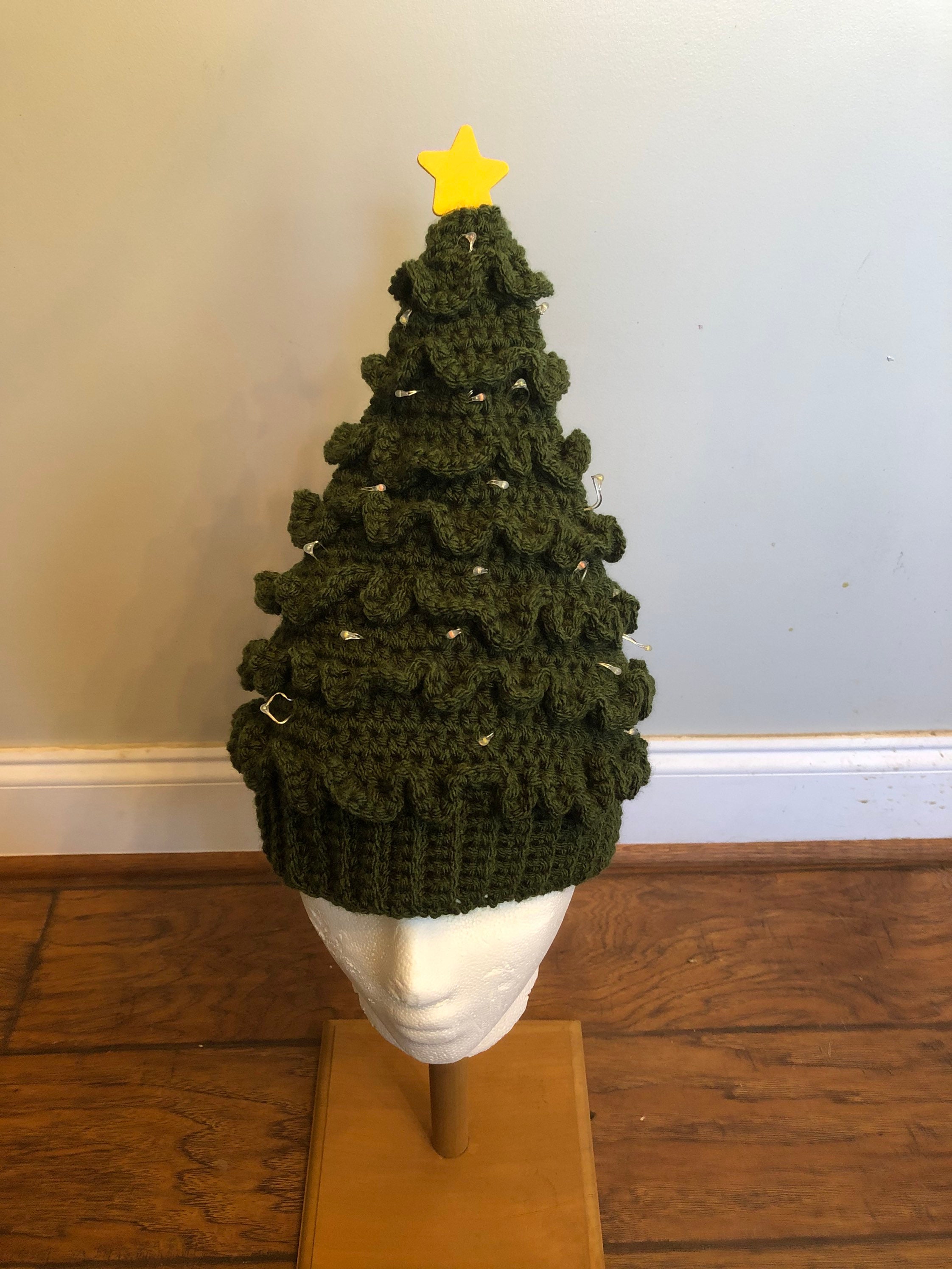 Crochet Lighted Christmas Tree Hat - Etsy