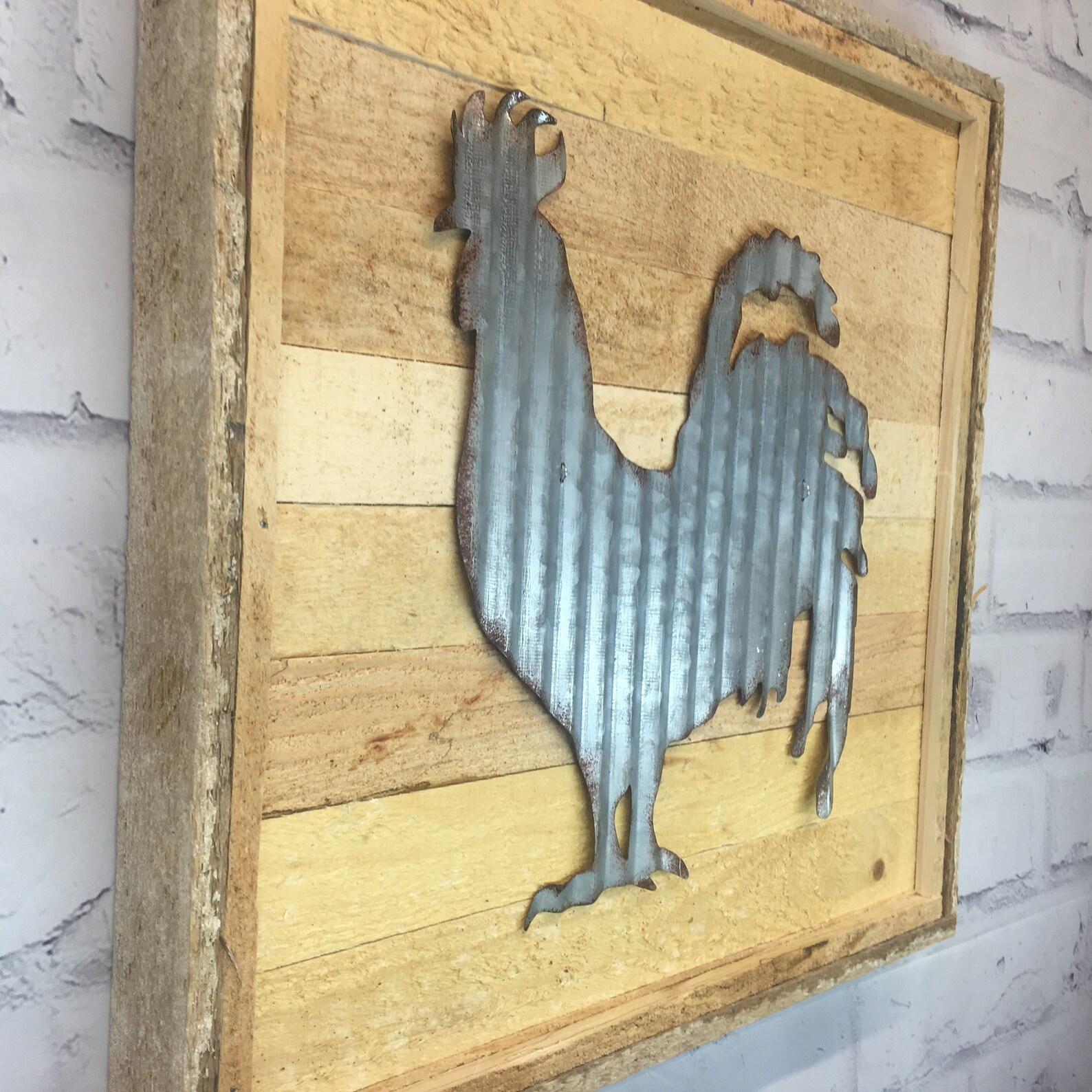 Rustic Metal Rooster Wood Wall Decor | Etsy