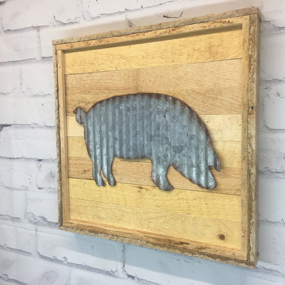 Rustic Metal Pig Wood Wall Decor | Etsy