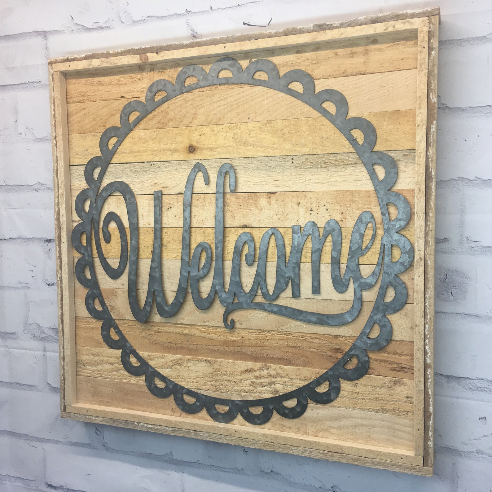Rustic Metal Welcome Wood Wall Decor - Etsy