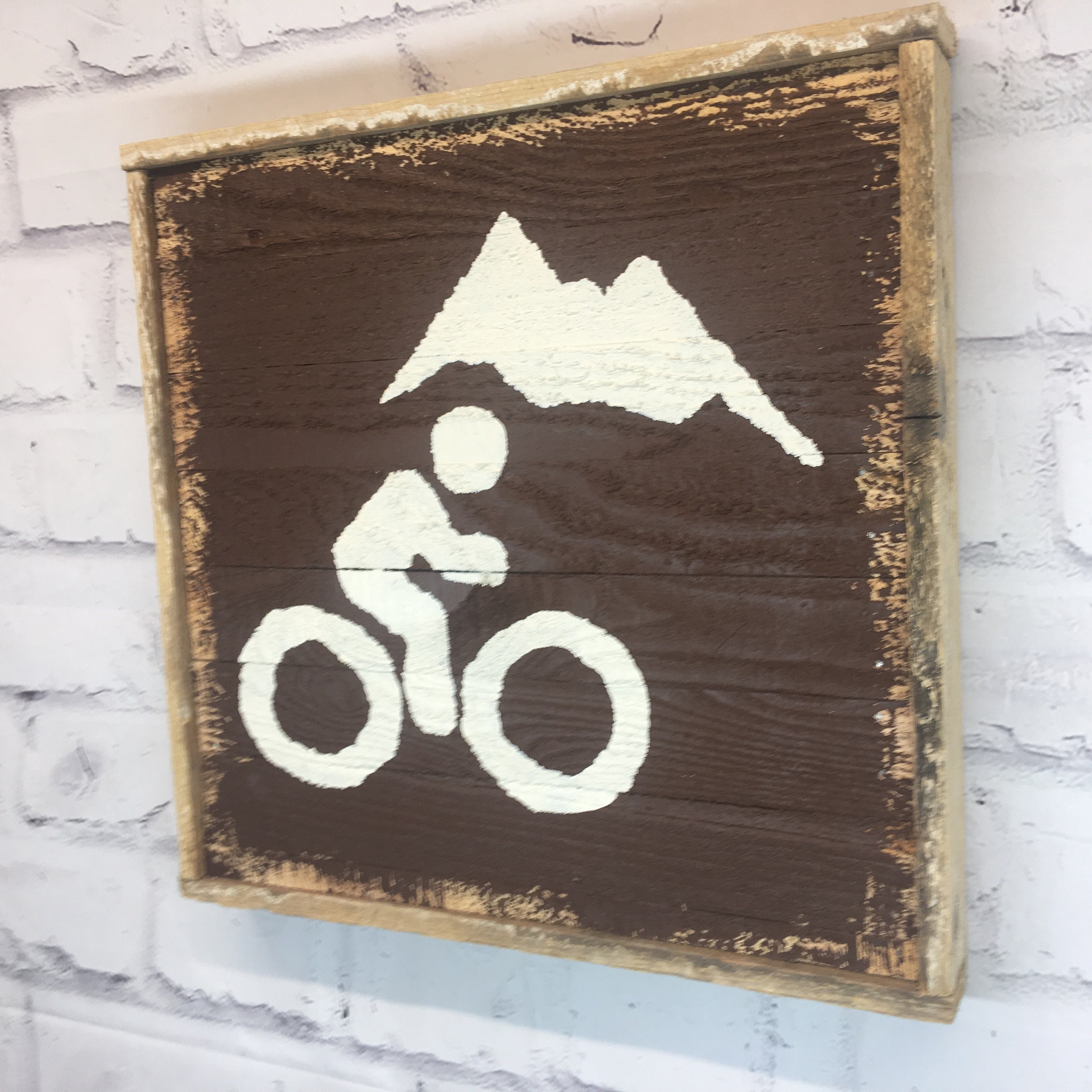 Rustic Mountain Bike Wood Trail Marker Decor | Etsy