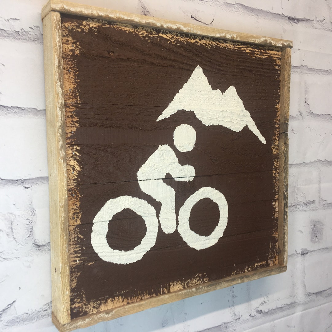 Rustic Mountain Bike Wood Trail Marker Decor - Etsy