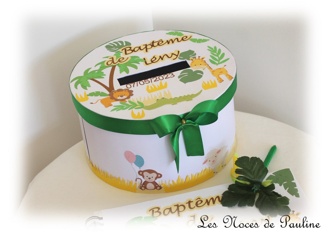 Urne baptême Jungle, urne garçon personnalisée - Etsy France