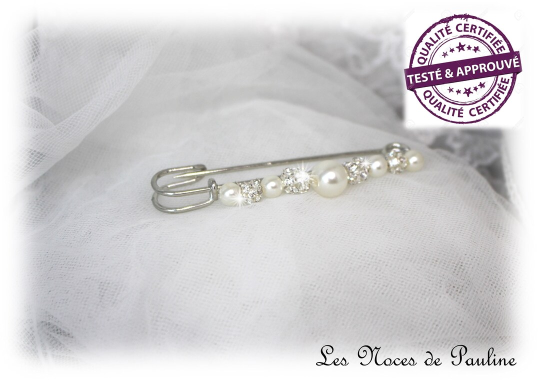 Ivory Train Attachment and BOULE Rhinestones, Pearl Brooch, Wedding ...