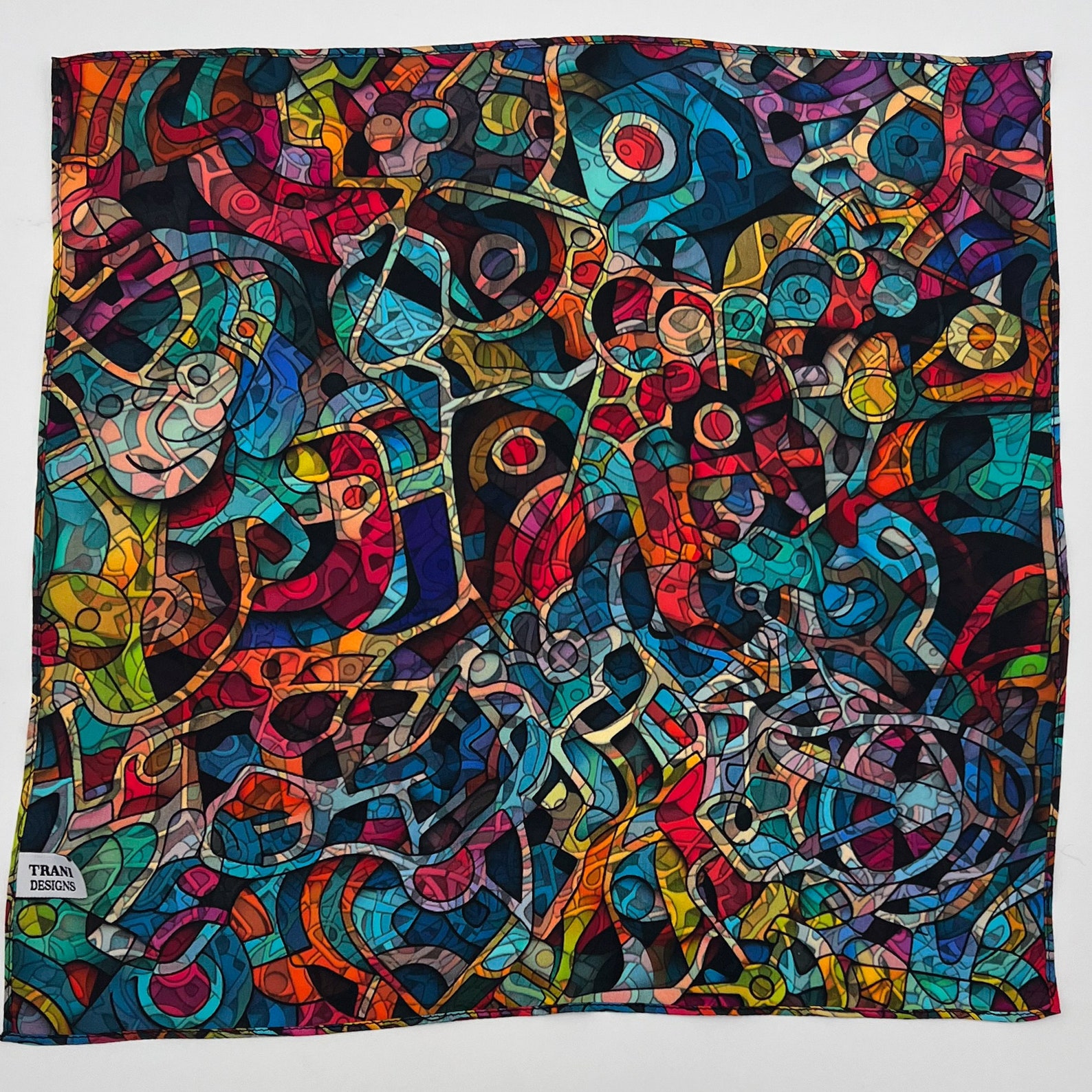 SILK POCKET SQUARE - Cubist Stained Glass - Different Design on Each ...