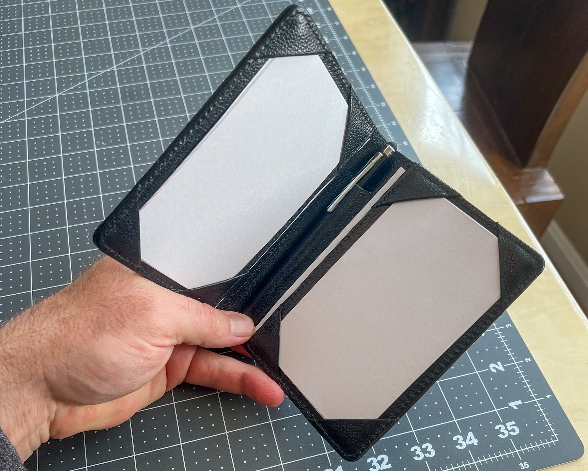 Leather Index Card Holder: Black 3x5 Notepad Padfolio - Etsy