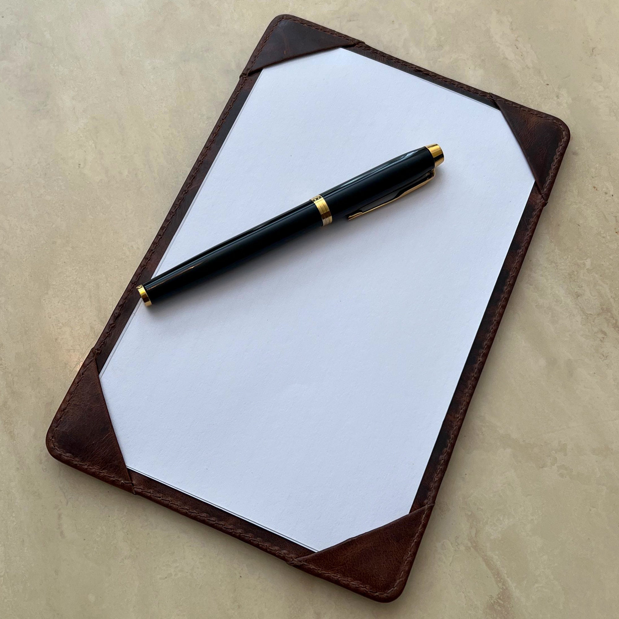 Executive Black Leather Jotter: 5x8 Index Card Holder - Etsy