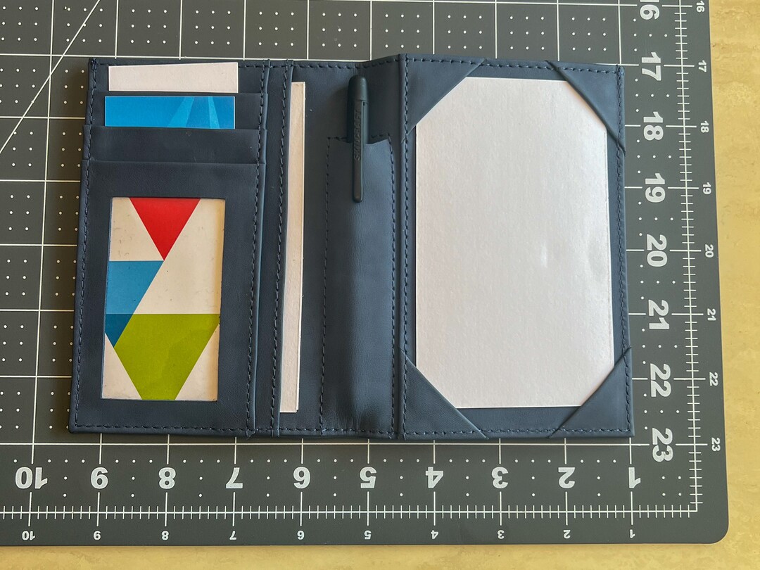 Index Card Holder Booklet Wallet Padfolio Jotter W Pen Holder Blue 100% ...