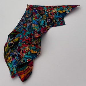 SILK POCKET SQUARE - Cubist Stained Glass - Different Design on Each ...