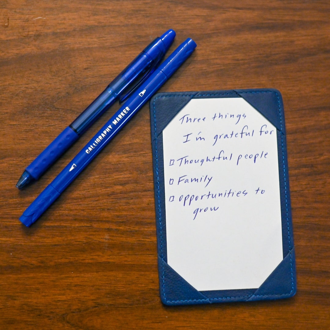Blue Leather Pocket Jotter: 3x5 Card Notepad - Etsy