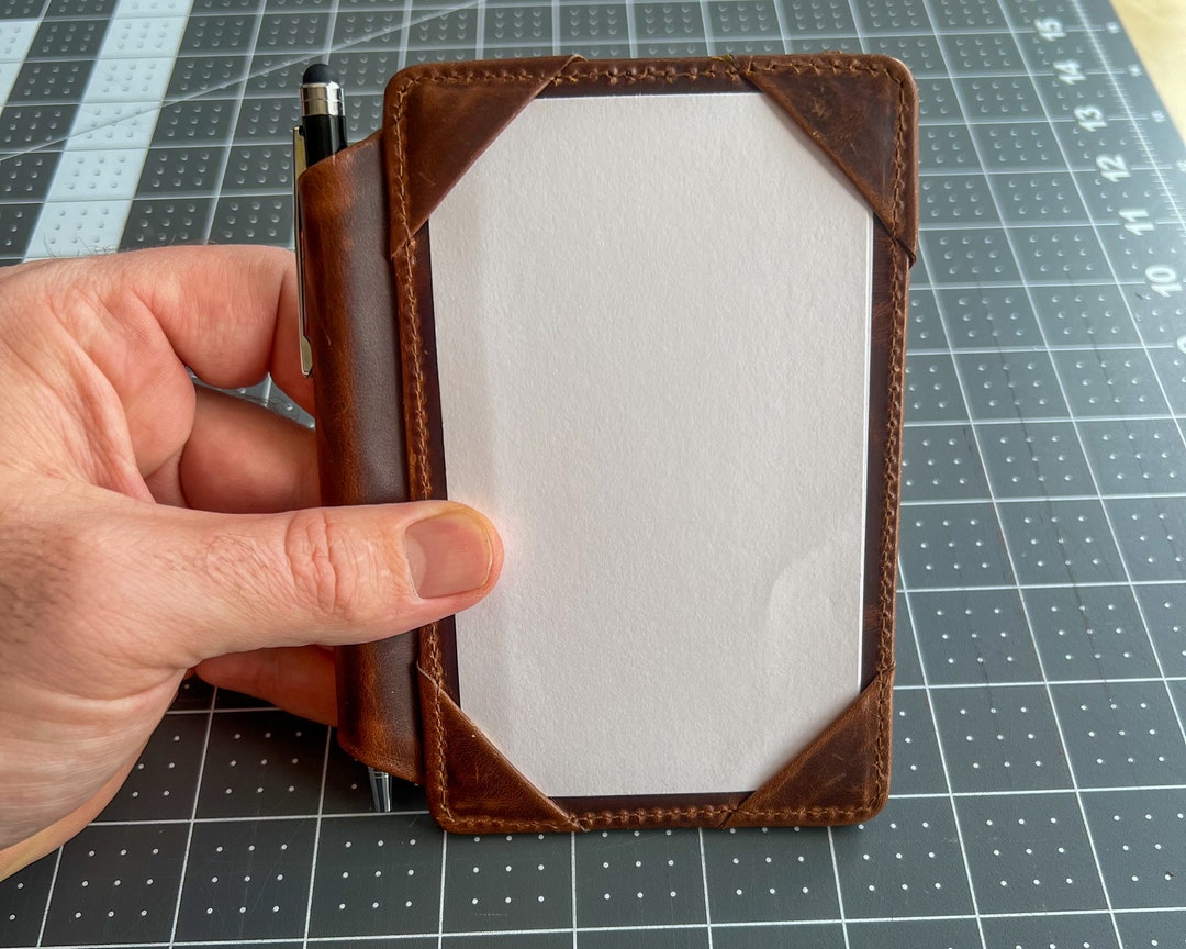 POCKET JOTTER - Full Aniline Leather Pocket Jotter With Pen Holder ...
