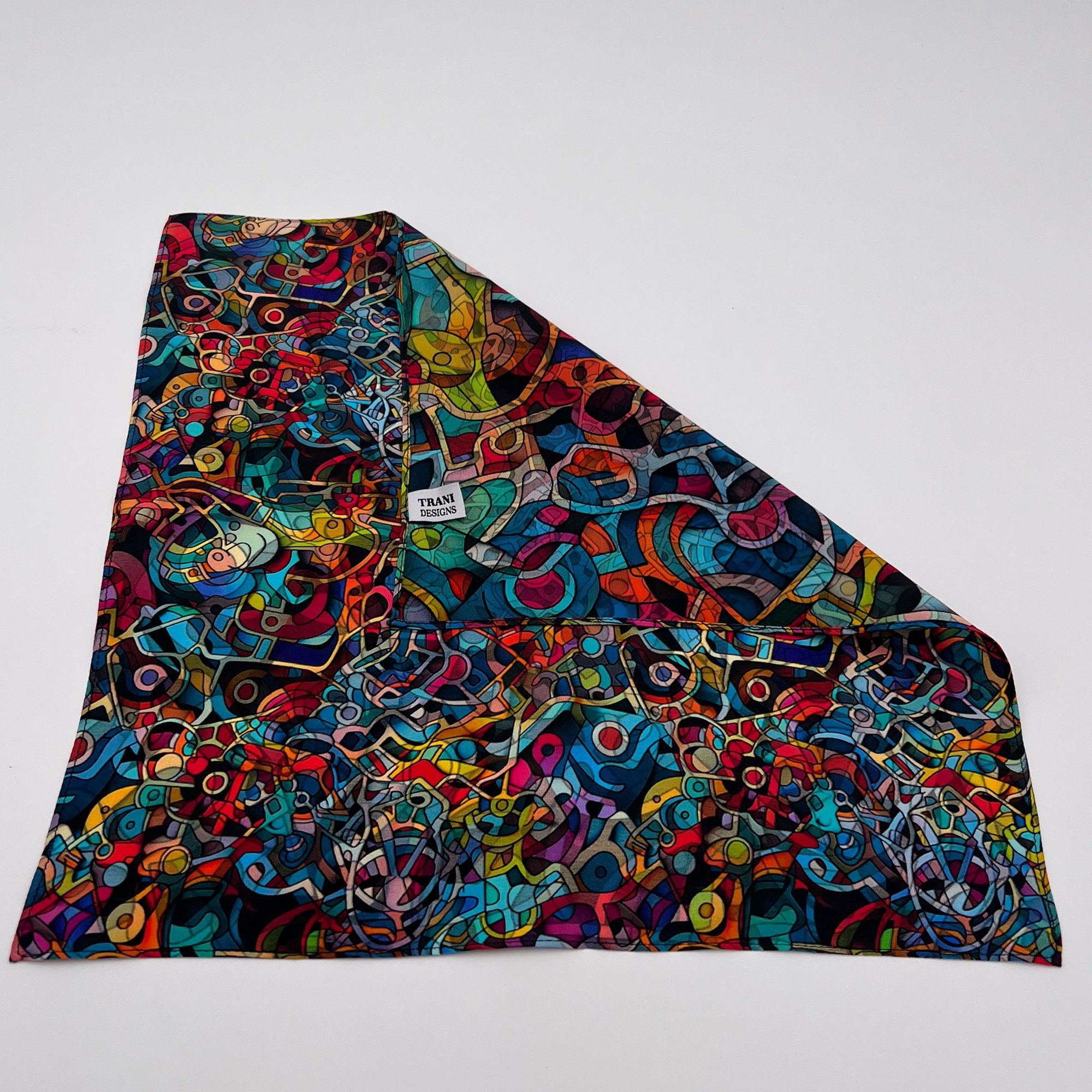 SILK POCKET SQUARE - Cubist Stained Glass - Different Design on Each ...