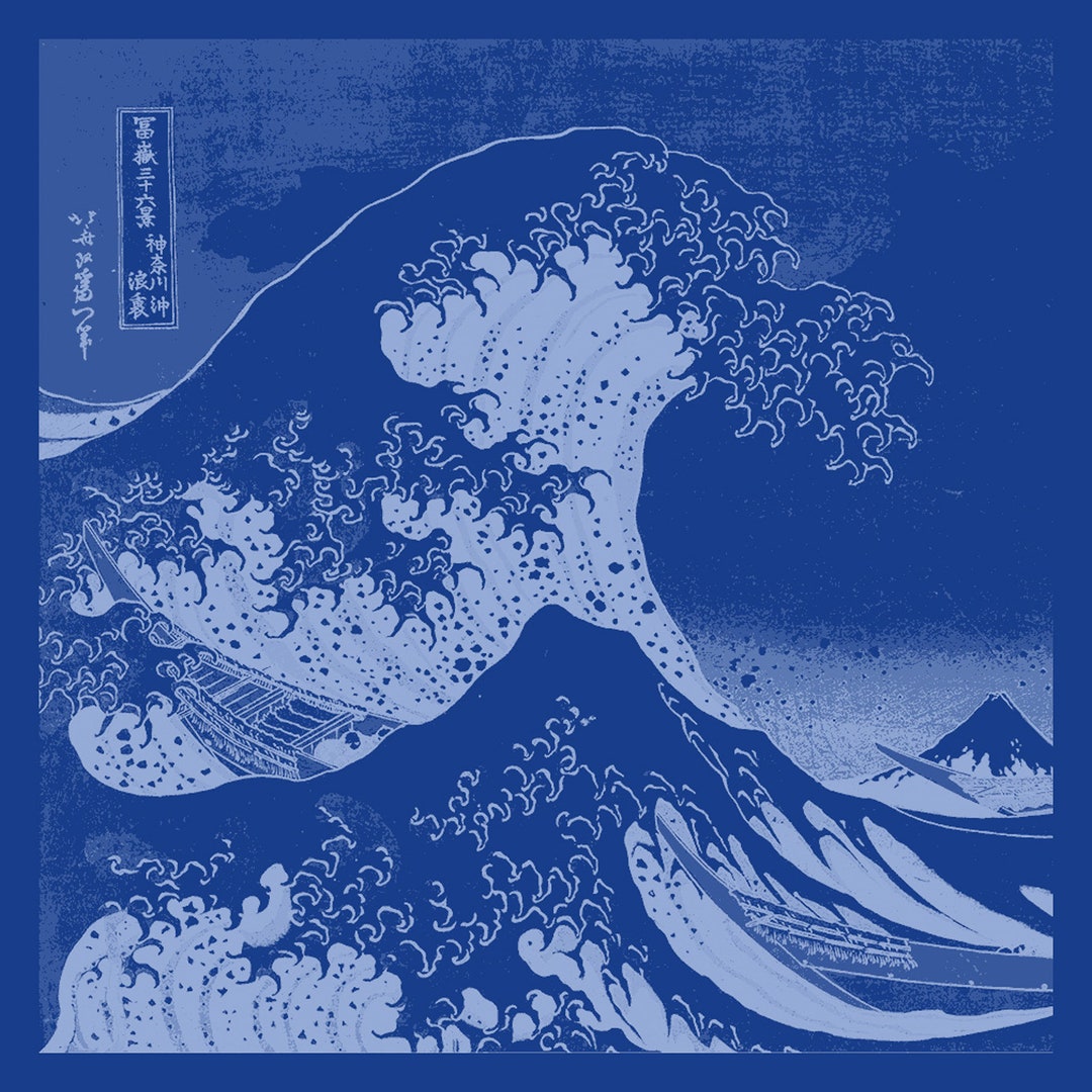 Pocket Square Remix of the Great Wave of Kanagawa Handkerchief Silk ...
