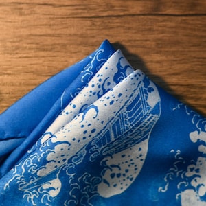 Pocket Square Remix of the Great Wave of Kanagawa Handkerchief Silk ...