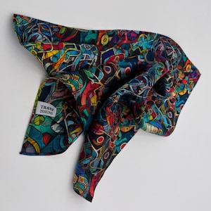 SILK POCKET SQUARE - Cubist Stained Glass - Different Design on Each ...