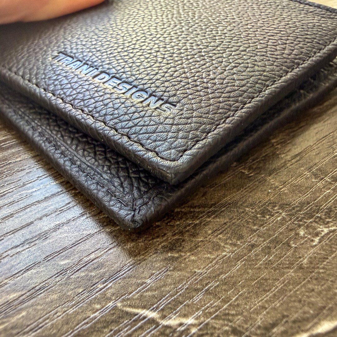 Handcrafted Classic Black Leather Bifold Wallet - Etsy