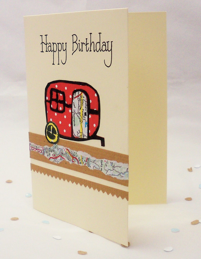 Retro caravan card, caravan gift, caravan birthday card - Etsy Nederland