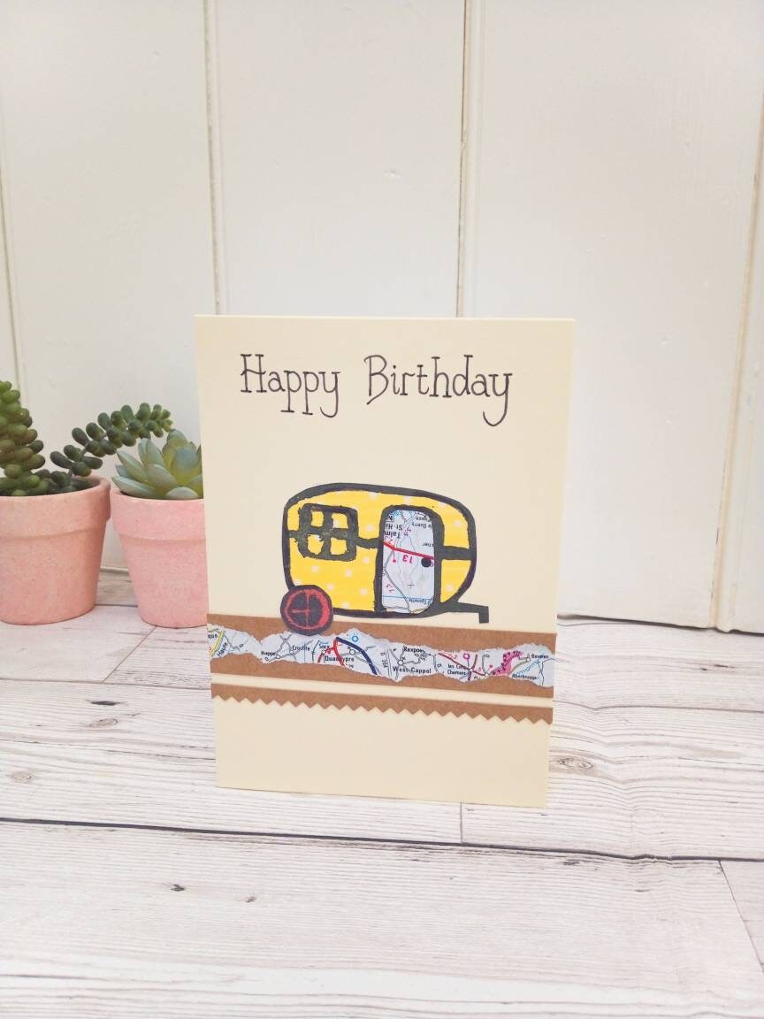 Retro caravan card, caravan gift, caravan birthday card - Etsy Nederland