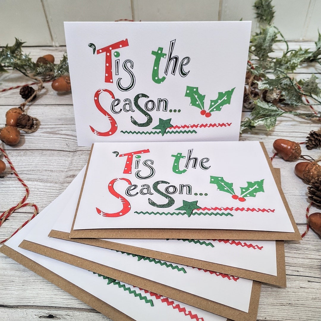 Christmas Tis the Season Cards Christmas Card Pack - Etsy