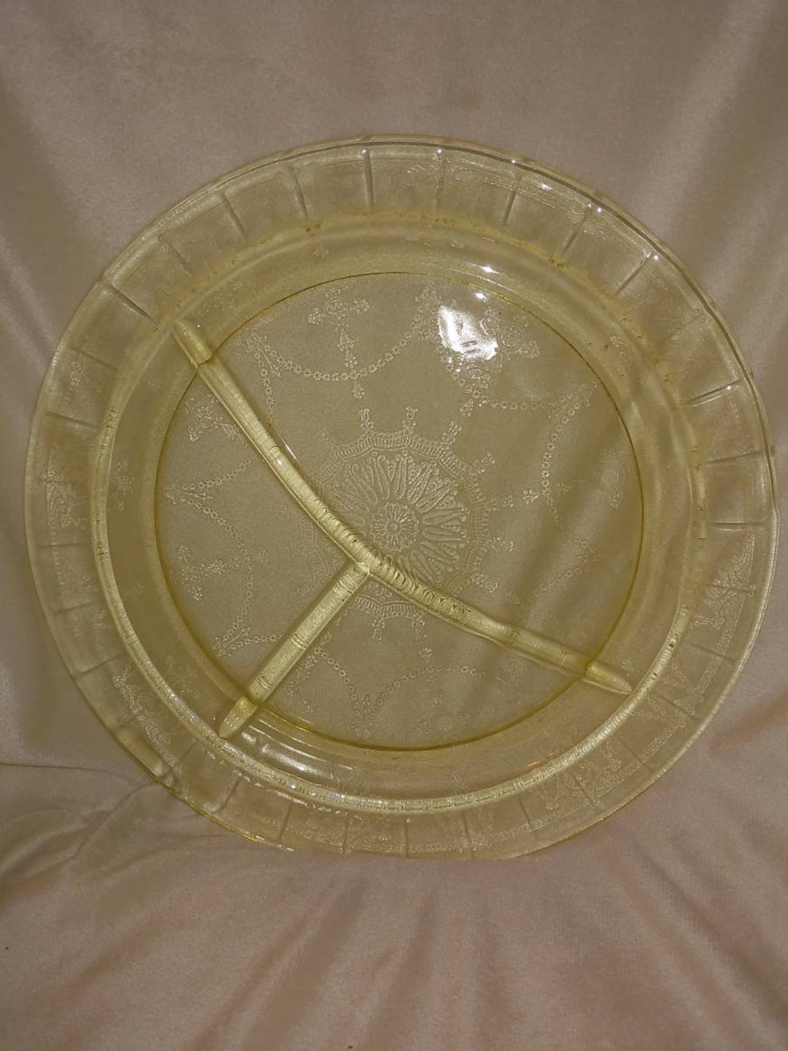 Vintage Yellow Depression Glass Serving Tray, Vintage Depression Glass ...