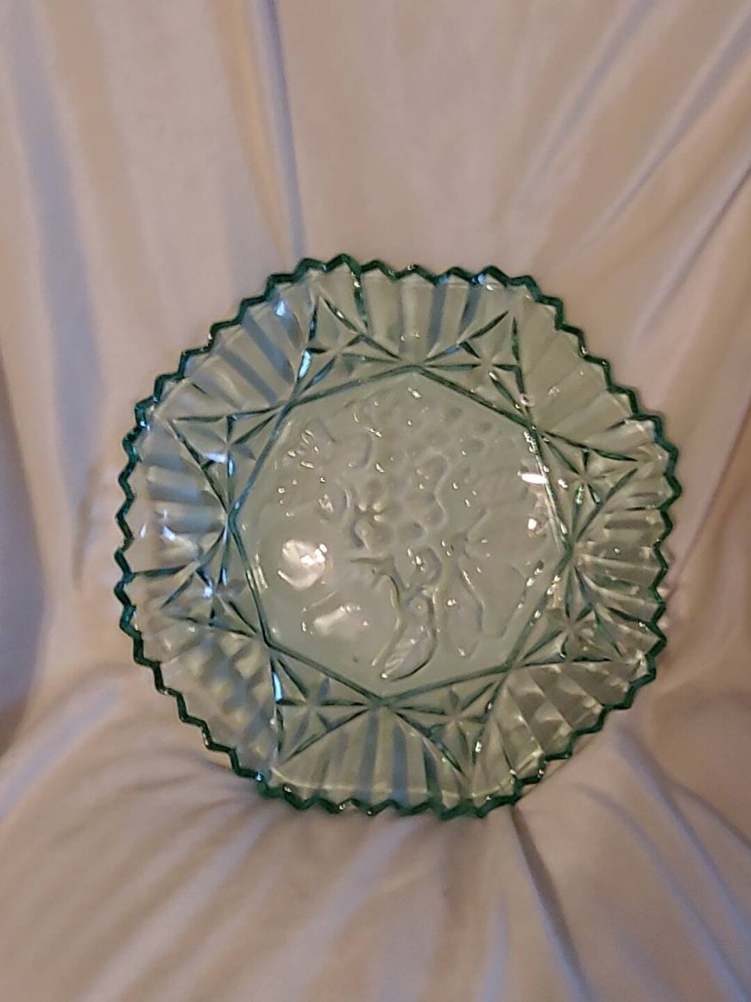 Vintage Etched Green Serving Platter, Vintage Green Serving Platter ...