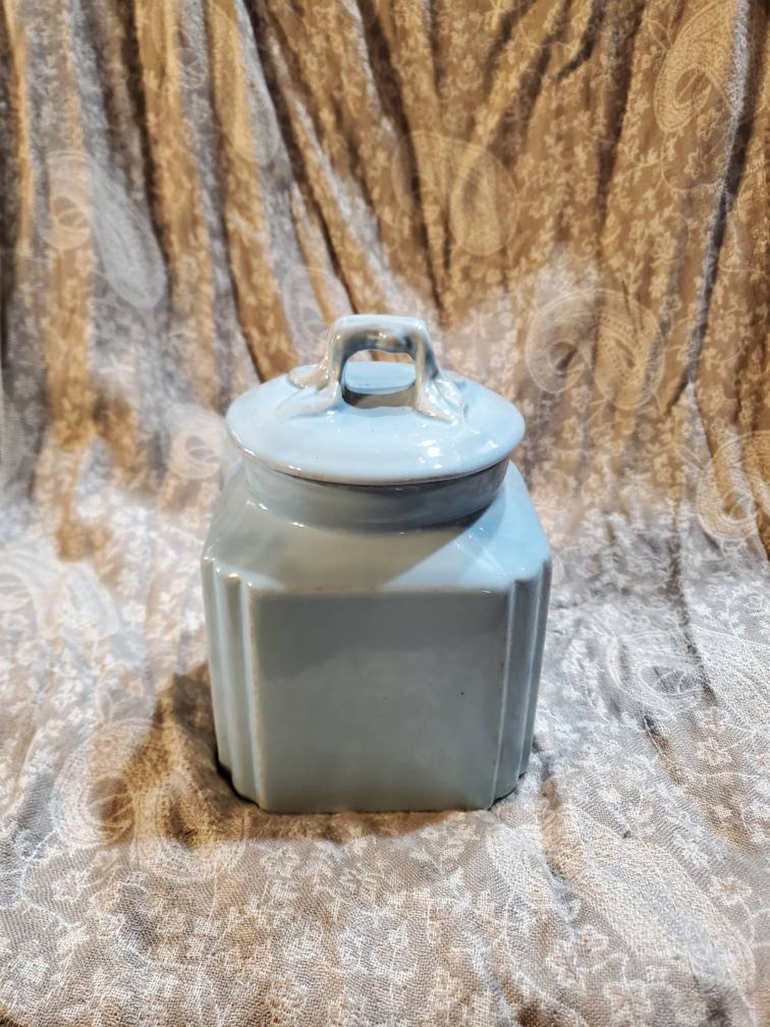 Vintage Mini Cookie Jar, Vintage Blue Jar, Blue Covered Jar. - Etsy
