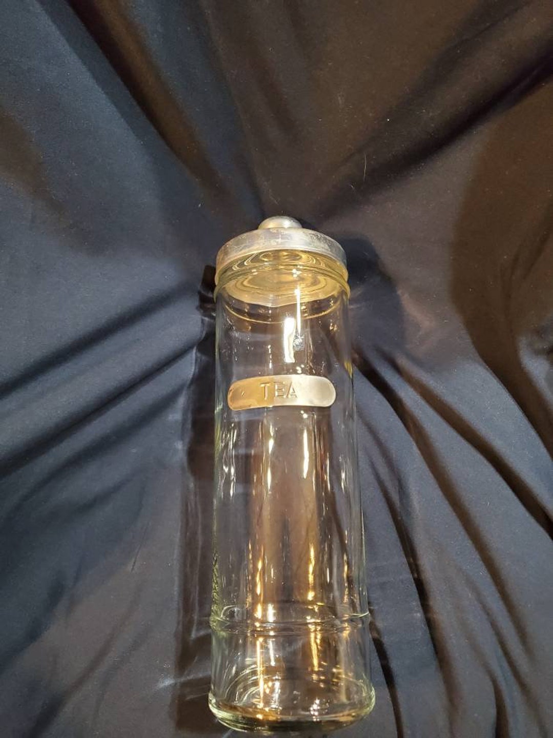 Vintage Glass and Tin Tea Container, Vintage Tea Storage Jar, Vintage ...