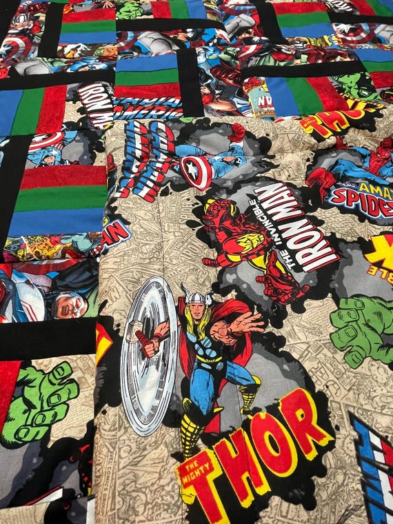 Marvel Comics Quilt Pattern Superheroes Marvel Avengers Sketch Black