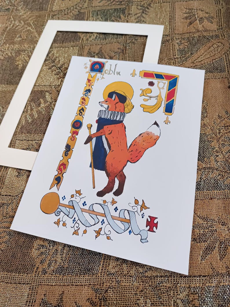 A Noble Fox~ A5 Handmade Medieval Illuminated Manuscript Inspired Art ...