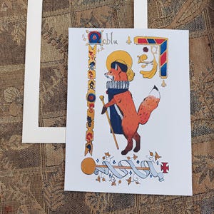 A Noble Fox~ A5 Handmade Medieval Illuminated Manuscript Inspired Art ...