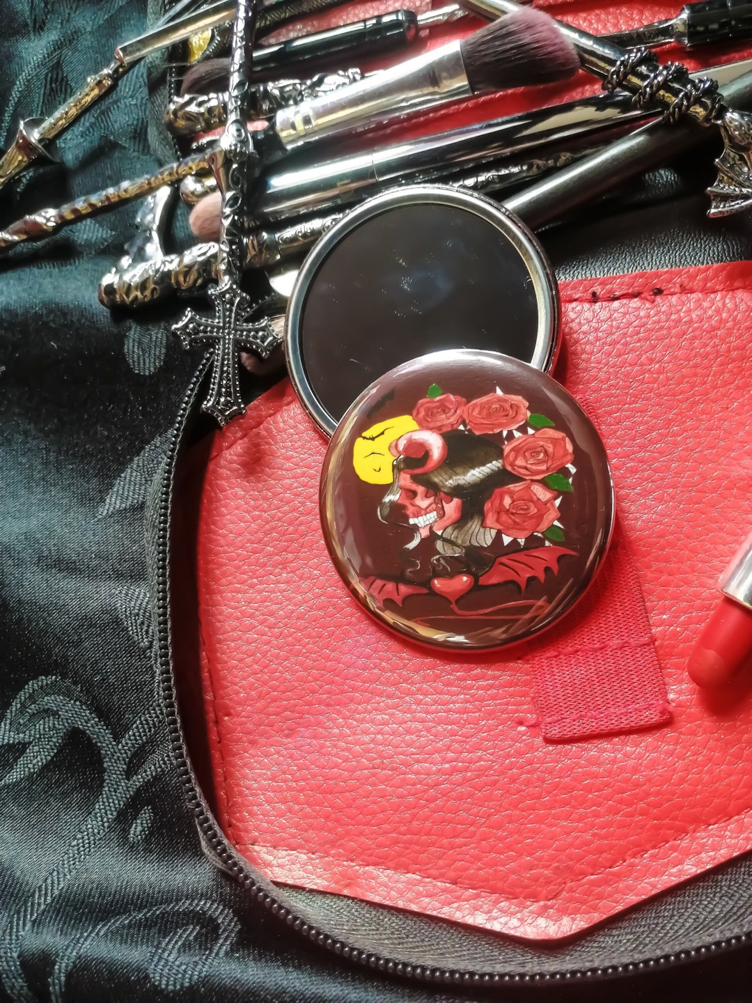 Original 56mm Gothic Vampire Bloody Rose Pocket Mirror~ Sucubus - Etsy