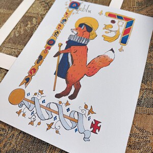 A Noble Fox~ A5 Handmade Medieval Illuminated Manuscript Inspired Art ...