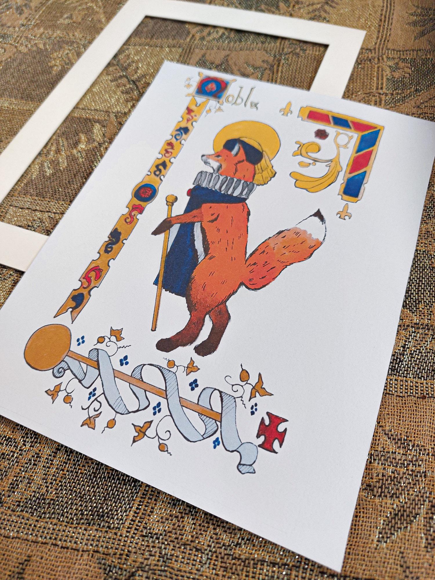 A Noble Fox~ A5 Handmade Medieval Illuminated Manuscript Inspired Art ...