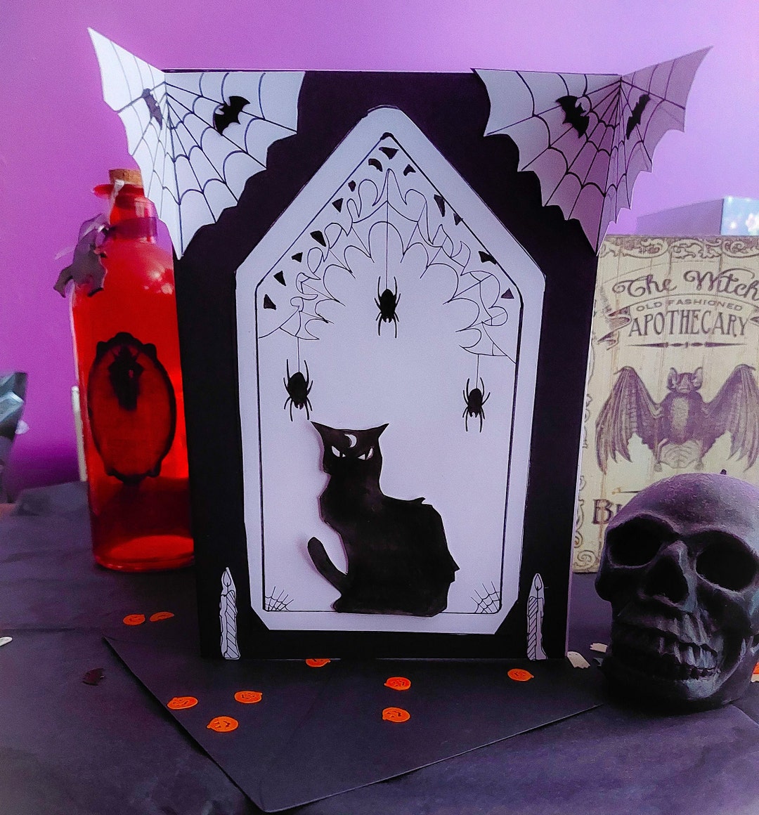 Witch Cat Wiccan Occult Gothic Halloween Handmade Card - Etsy UK