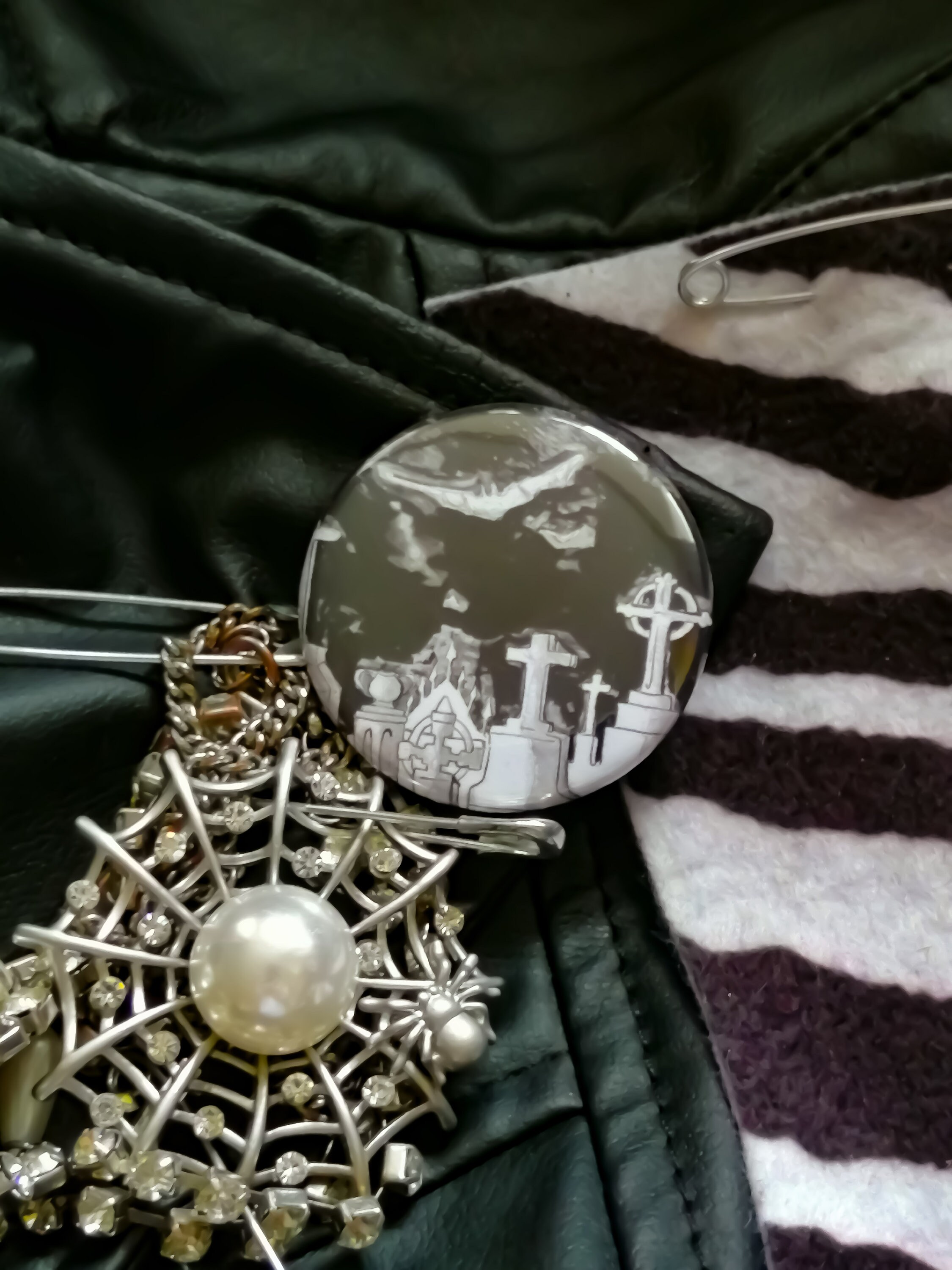 Original Grave and Bat Scene Gothic 38mm Pin Badge - Etsy