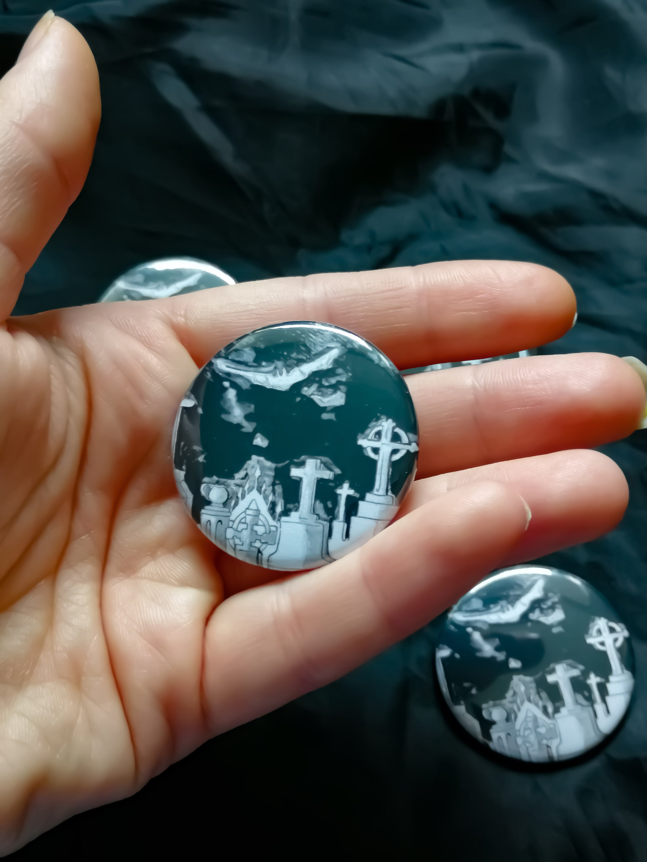 Original Grave and Bat Scene Gothic 38mm Pin Badge - Etsy