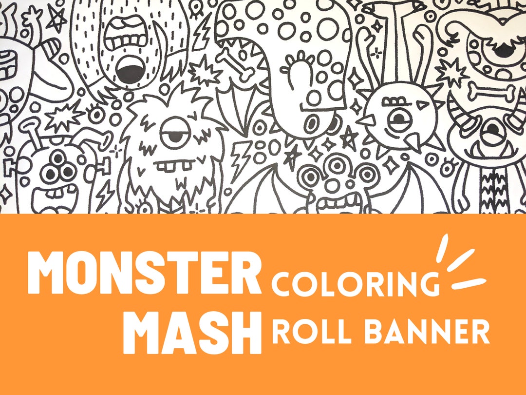 Monster Mash Halloween Coloring Roll Banner - Etsy
