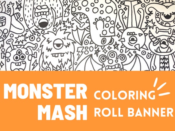 Monster Mash Halloween Coloring Roll Banner - Etsy