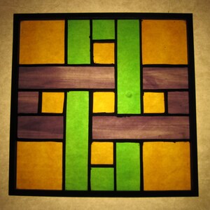 7 1/2" Chain Link Stained Glass Suncatcher, Based on a Quilt Block ...