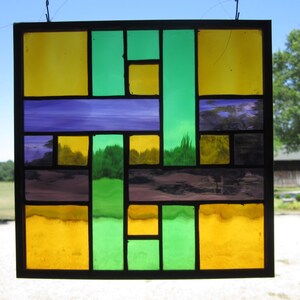 7 1/2" Chain Link Stained Glass Suncatcher, Based on a Quilt Block ...