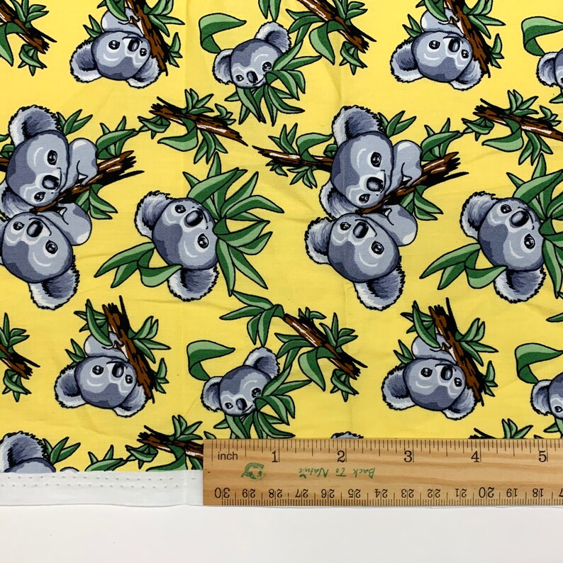 Koala Cotton Fabric Cartoon Koala Printed on Navy Blue | Etsy