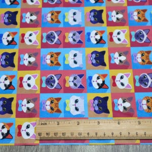 Cat Cotton Fabric - Cats Printed on Colorful Background Fabric, Verr ...
