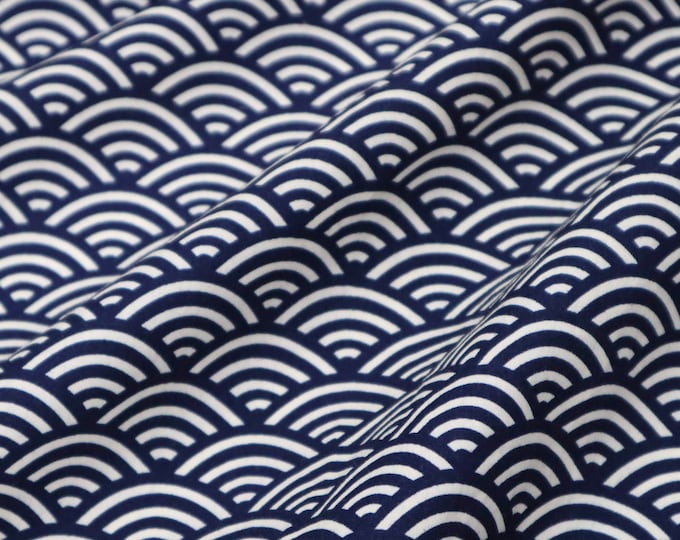 Ocean Waves Fabric Japanese Waves by Forestsea Blue Scallop Ocean Baby ...