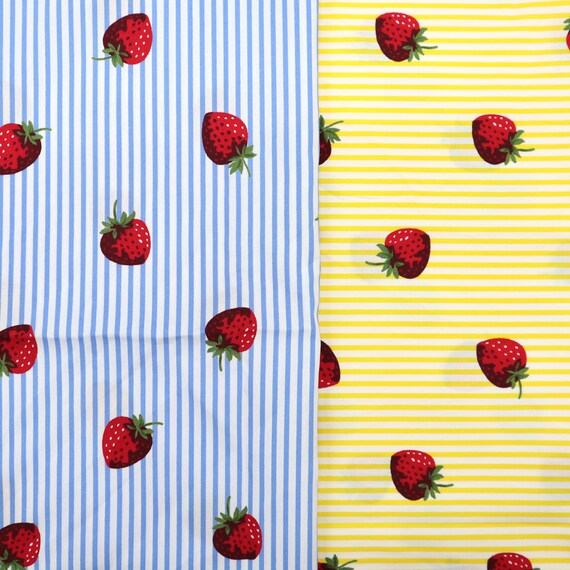 Cute Red Strawberry Fabric Big Strawberry Printed on - Etsy