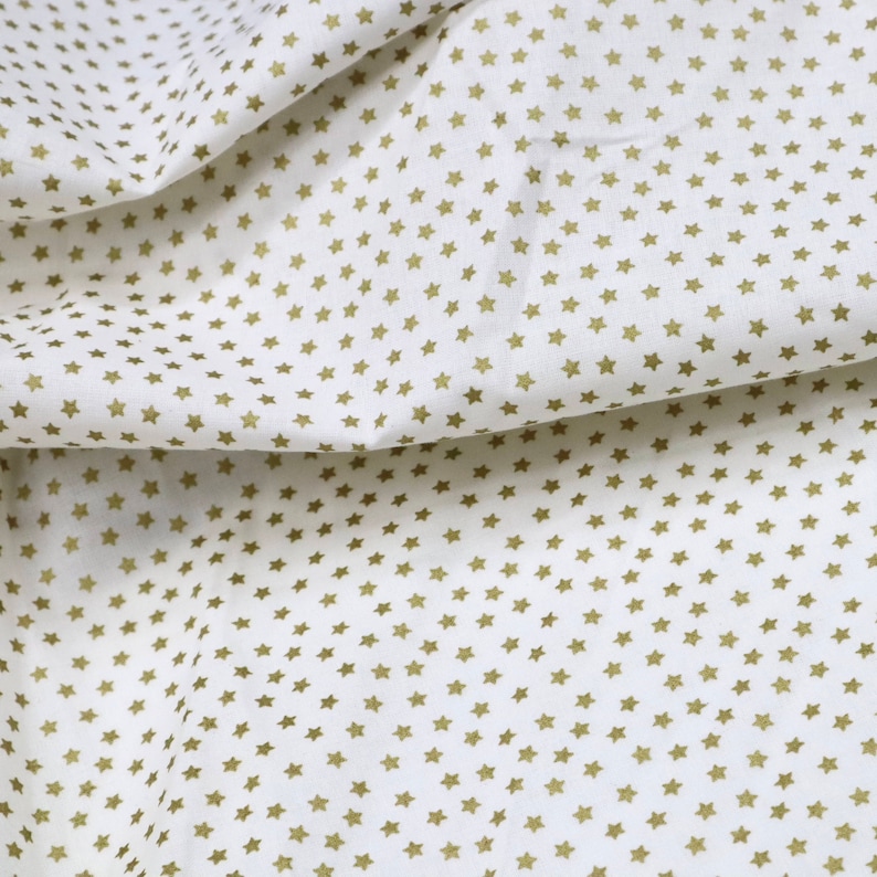 Little Golden Star Cotton Fabric Golden Stars Printed Cotton | Etsy