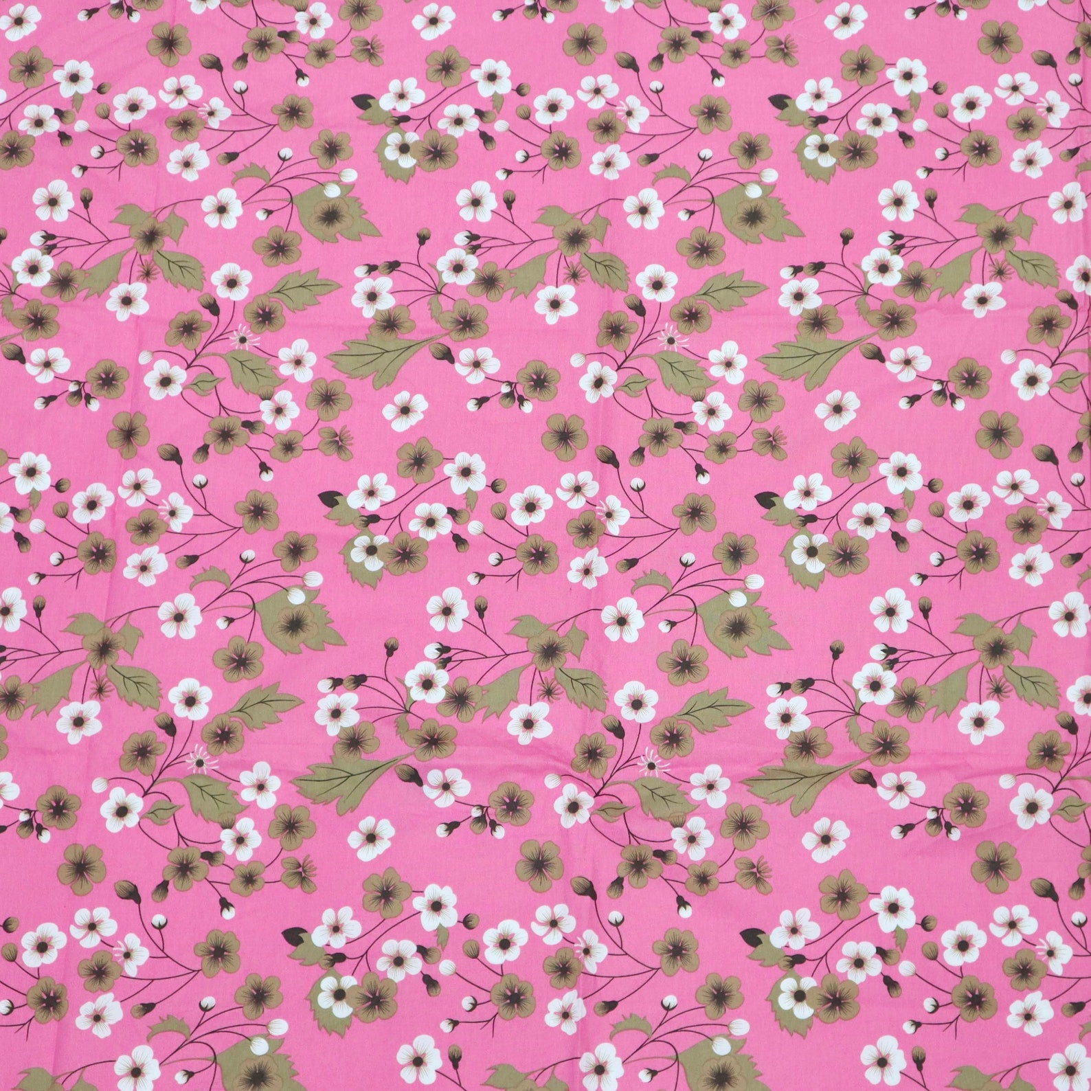 Floral Cotton Fabric White Flowers on Sweet Pink Background - Etsy