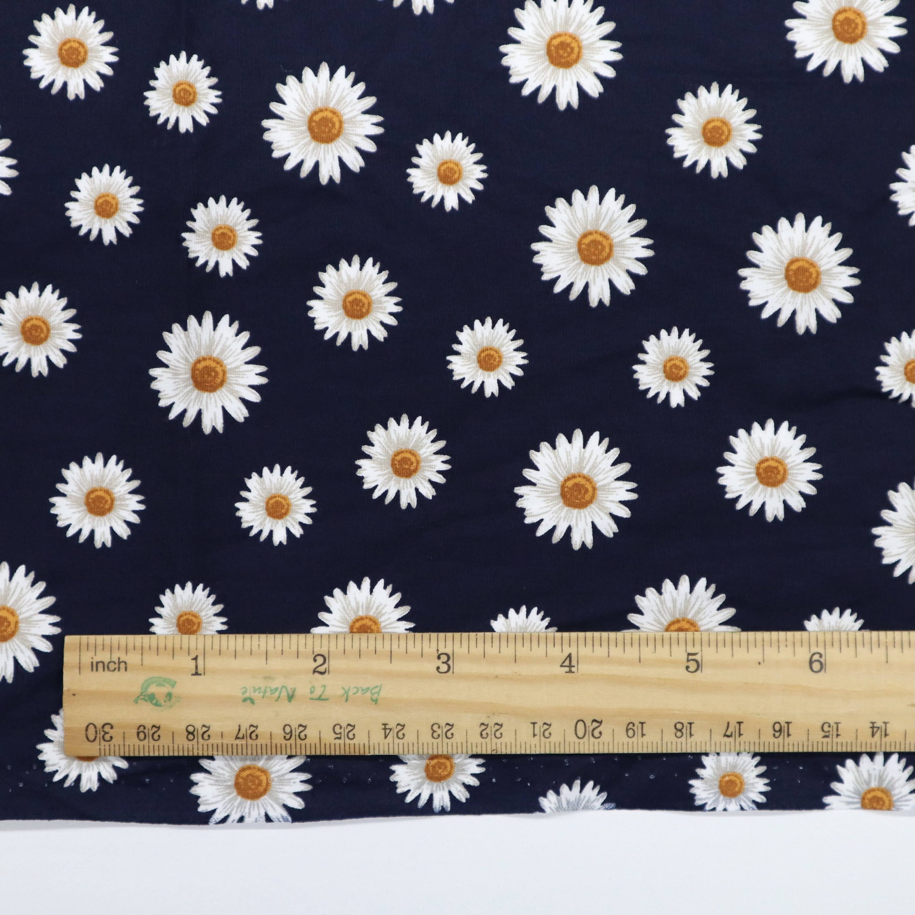 Classic White Daisy Fabric Daisy Flower Printed on Navy Blue | Etsy
