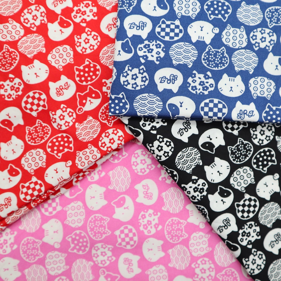 Cat Face Print Cotton Fabric – Quilting Fabric by the Yard - Etsy